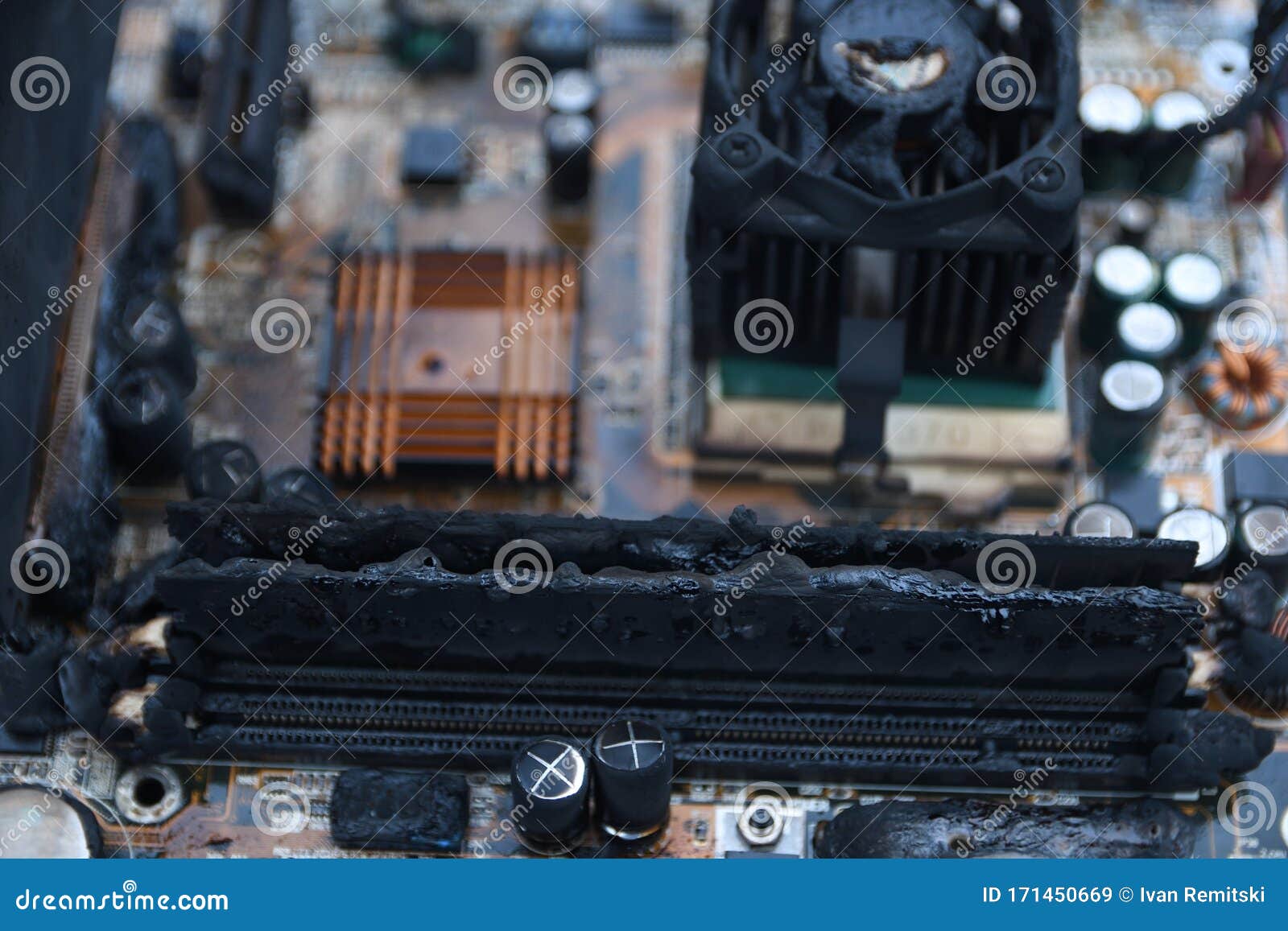 Desktop Computer Burned Damage After Fire Burning CPU GPU Video Card ...
