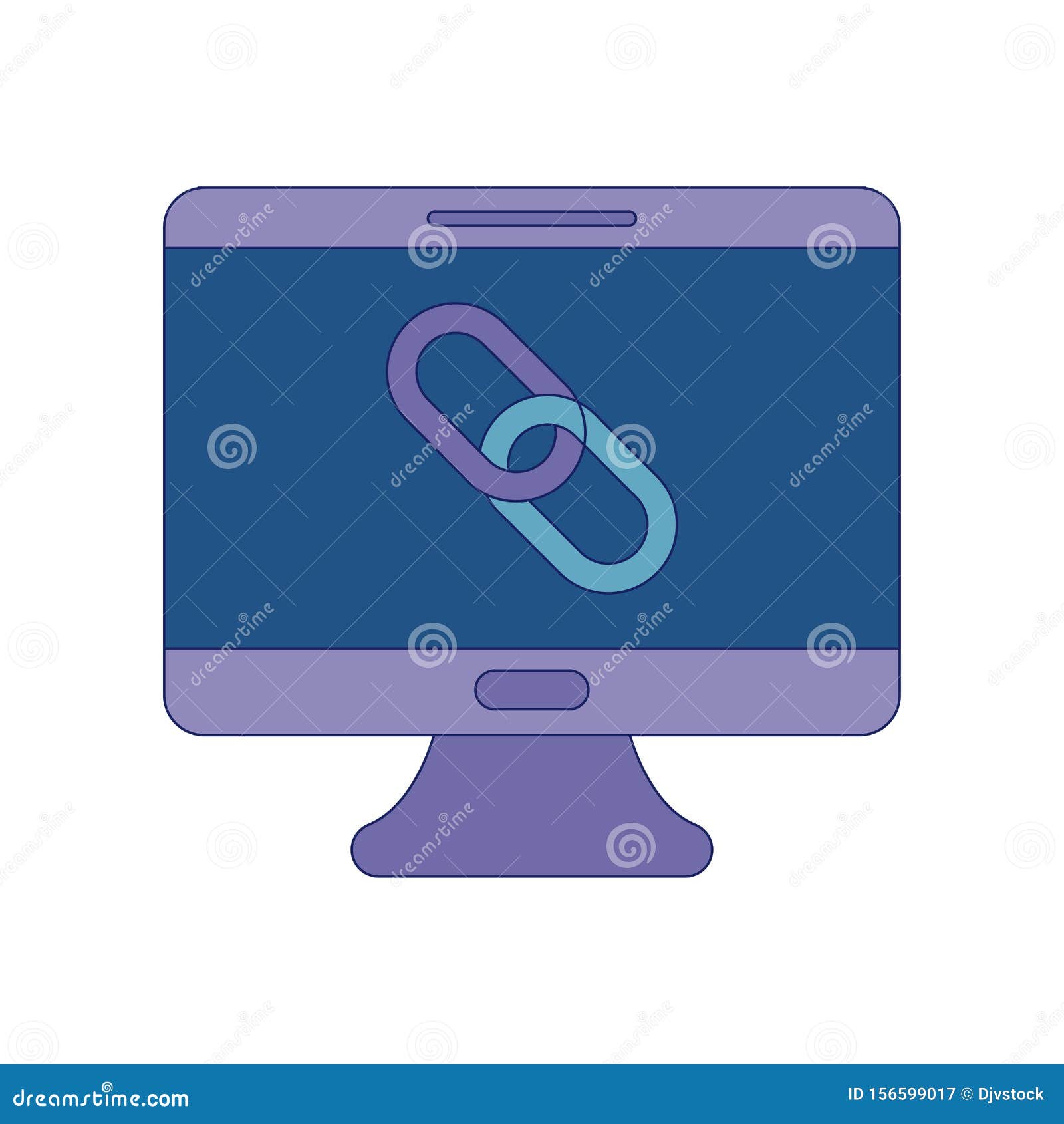 Desktop Computer with Chain Screen Stock Illustration - Illustration of ...
