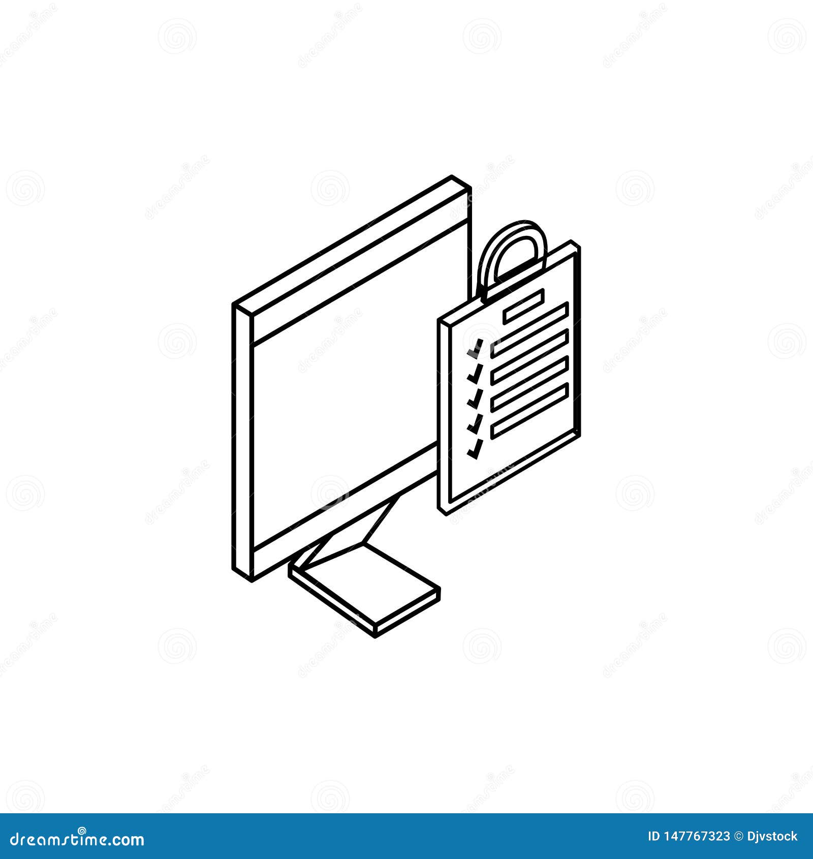Desktop Computer with Checklist Stock Illustration - Illustration of ...