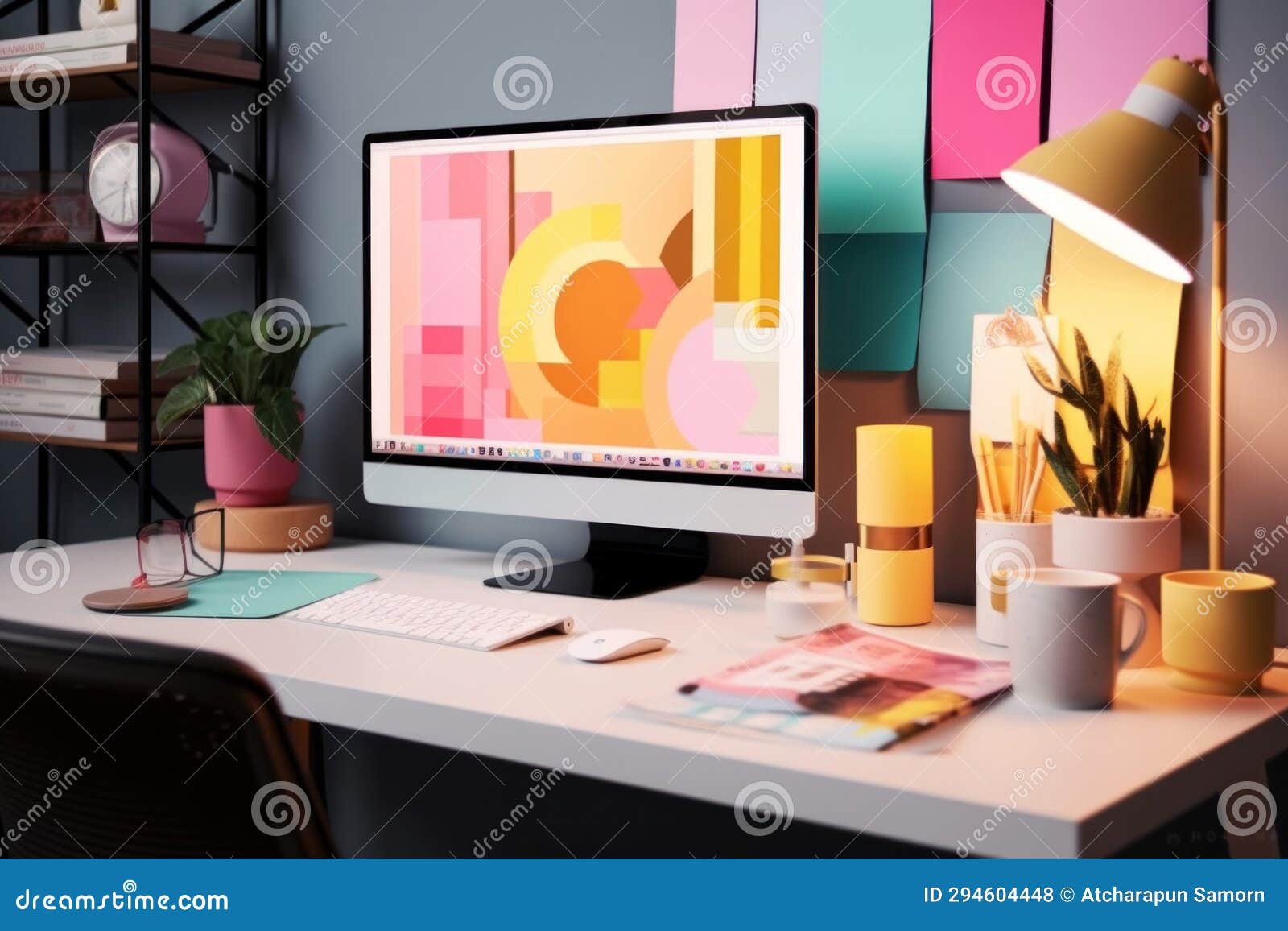 Desktop Computer in the Creative Modern Office Stock Photo - Image of ...