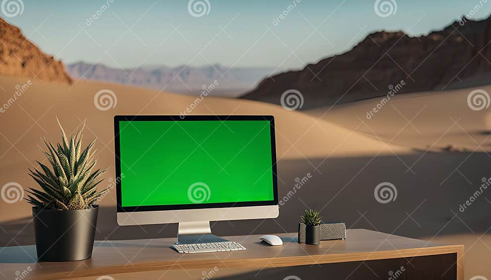 Desktop Computer in Desert Setting Stock Photo - Image of horizon ...