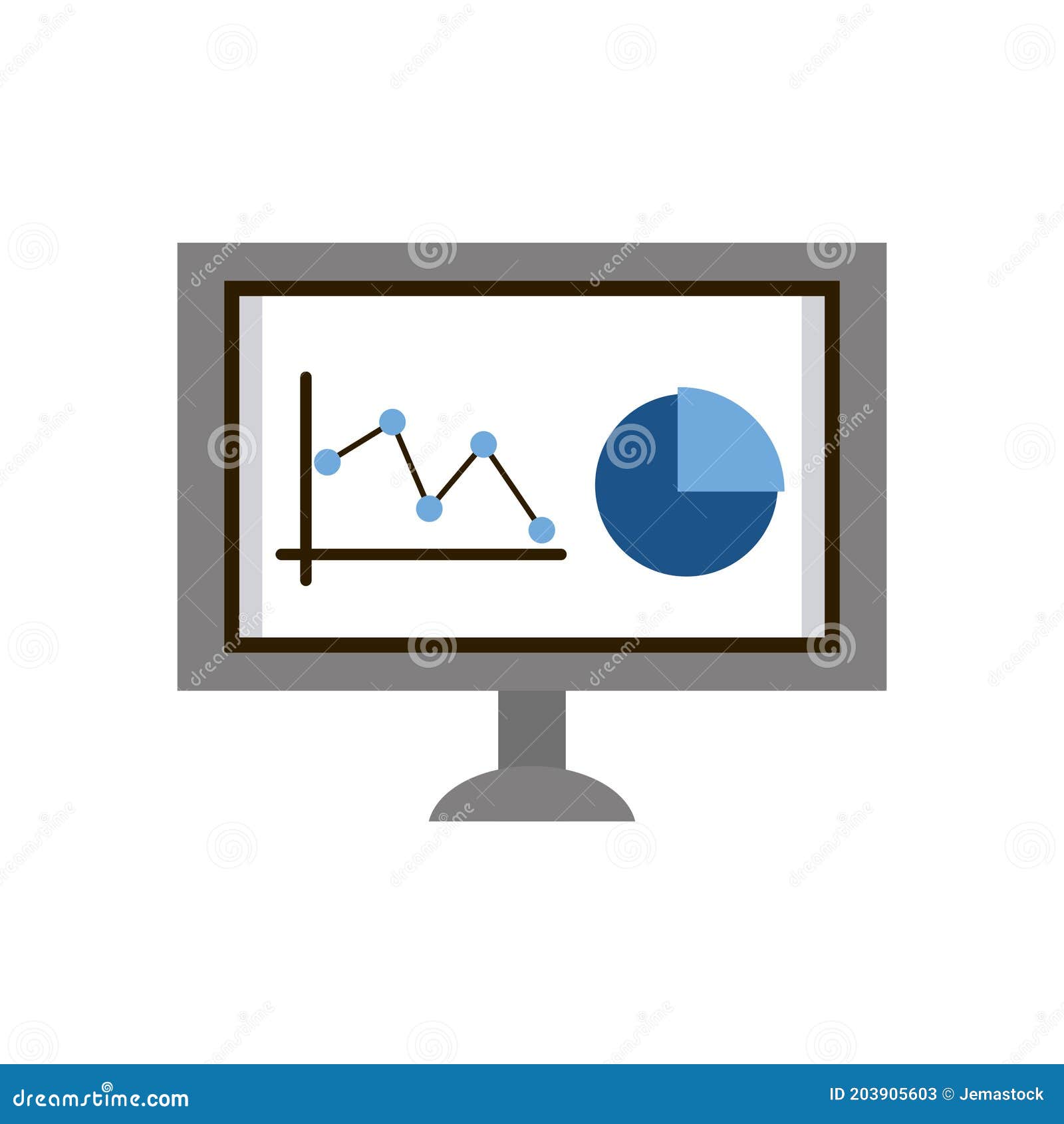 Desktop Computer Device with Statistics Infographic Stock Vector ...