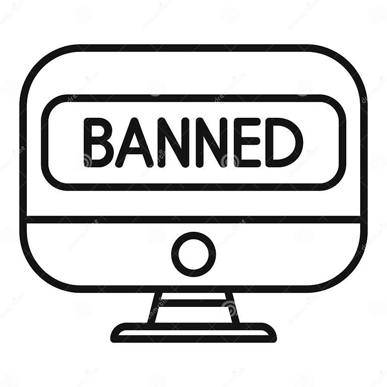 Desktop Computer Displaying Banned Message Icon Stock Vector ...