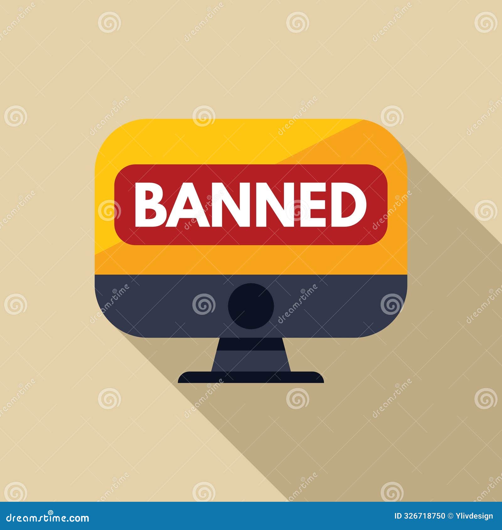 Desktop Computer Displaying Banned Message On Screen Vector ...