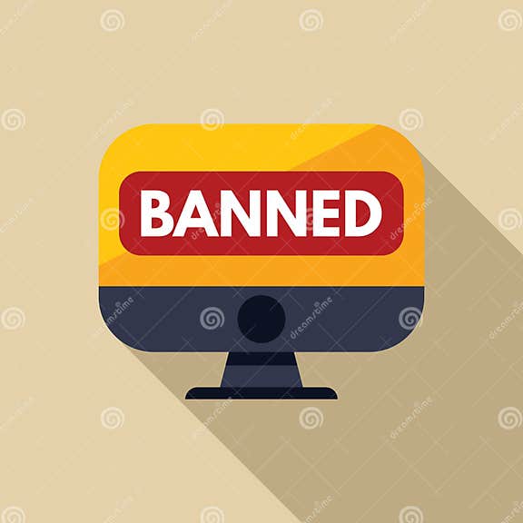 Desktop Computer Displaying Banned Message on Screen Stock Vector ...