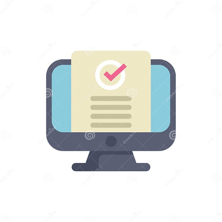 Desktop Computer Displaying Validated Document with Check Mark Icon Stock Vector - Illustration ...