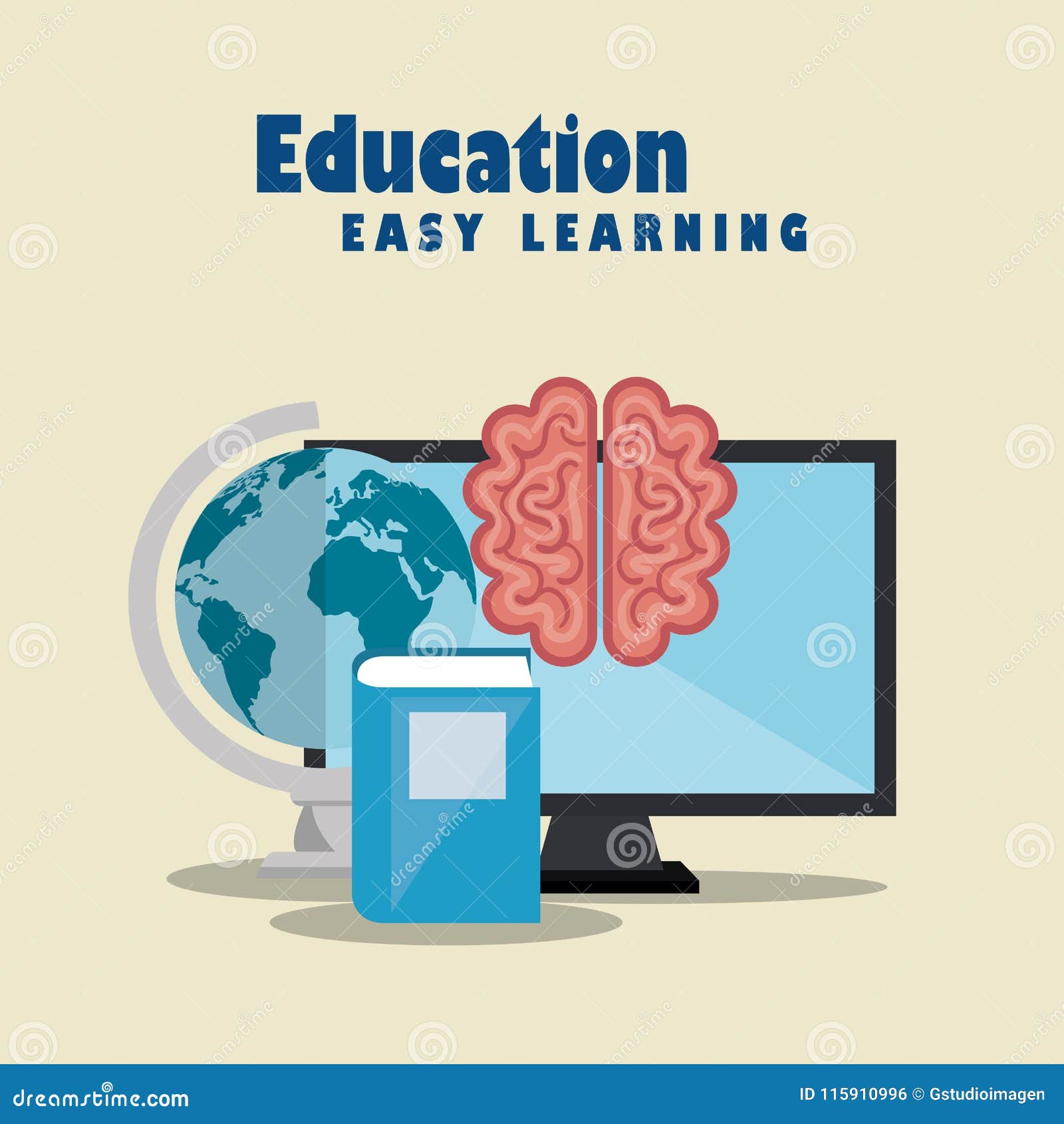 Desktop Computer with Easy Learning Icons Stock Vector - Illustration ...