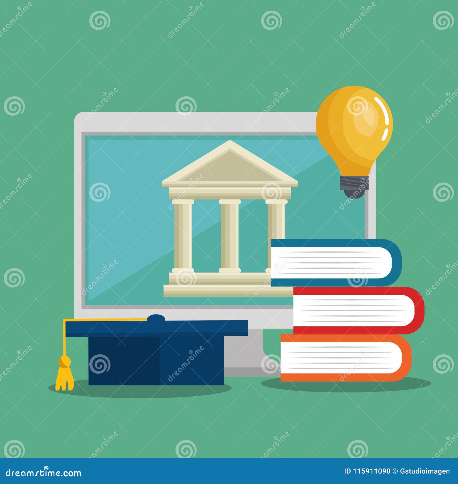 Desktop Computer with Easy Learning Icons Stock Vector - Illustration ...