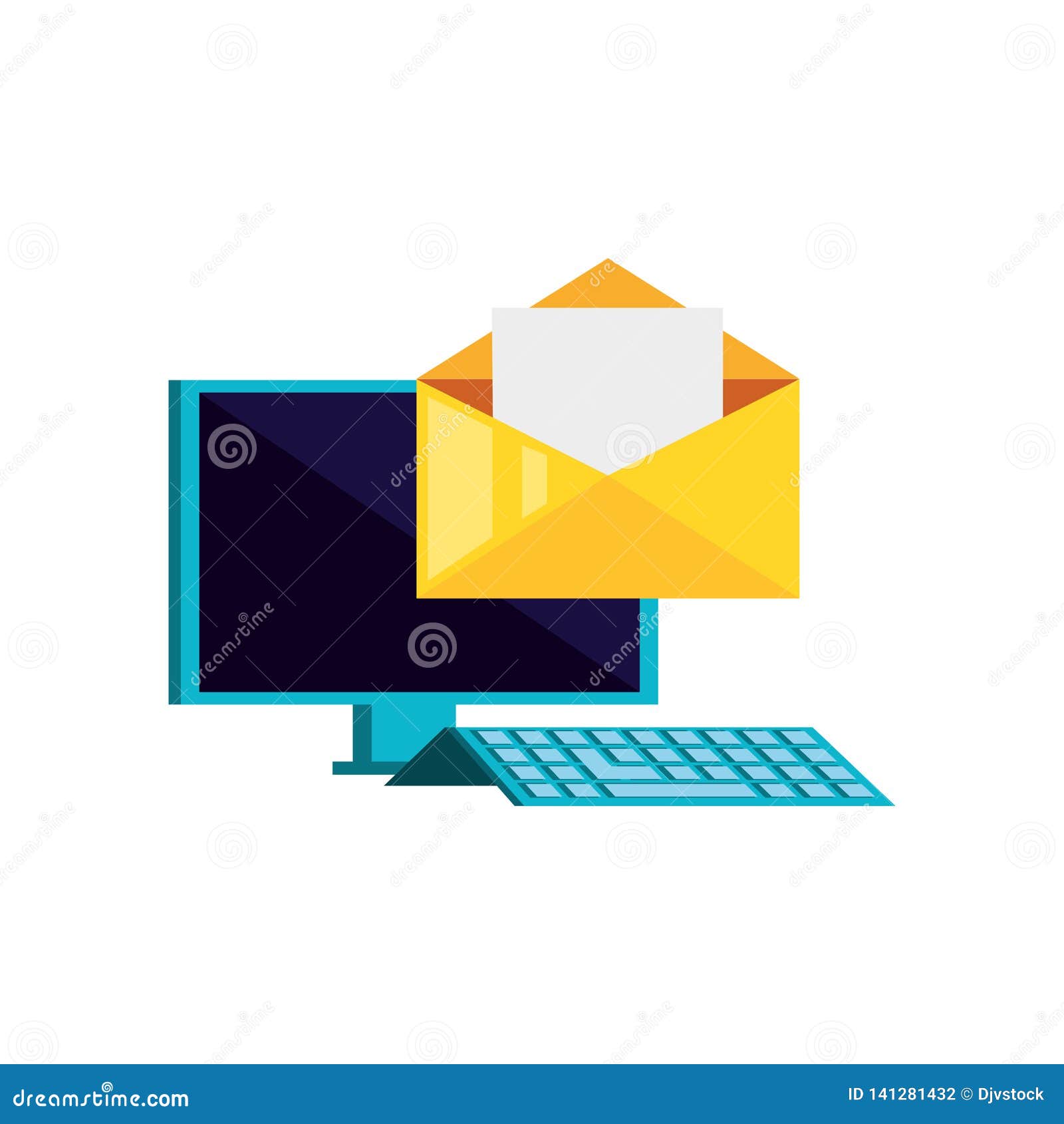 Desktop Computer with Envelope Mail Stock Vector - Illustration of ...
