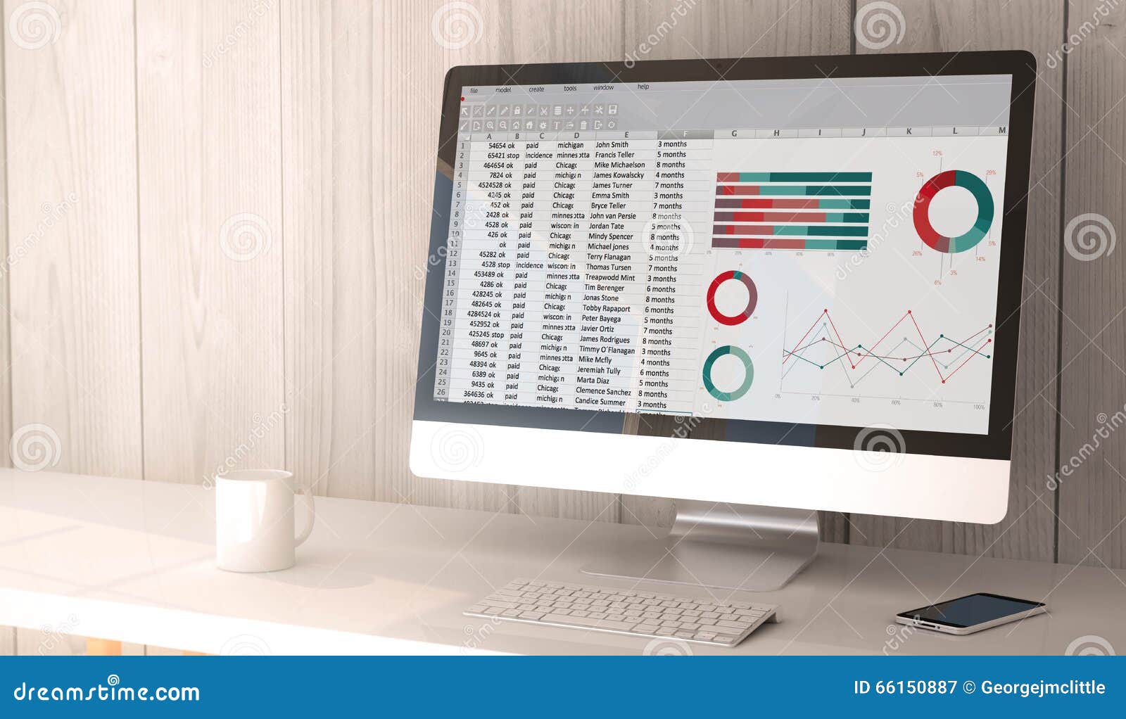 Desktop computer finances stock illustration. Illustration of economy ...