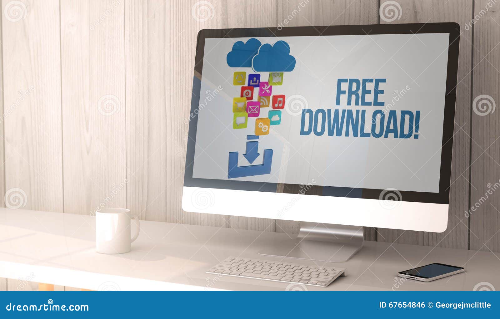 Desktop Computer Free Download Stock Illustration - Illustration of ...