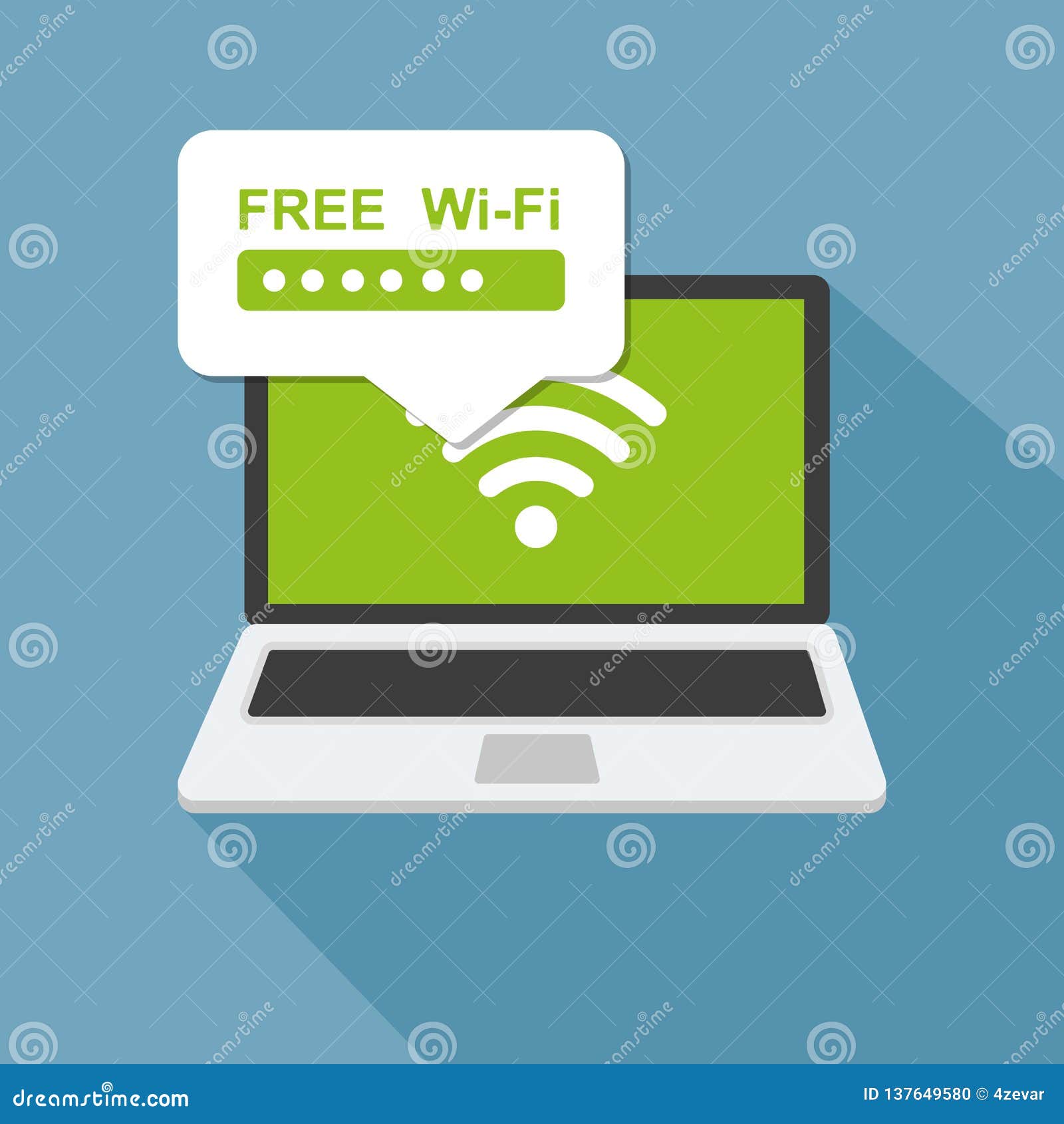 Desktop Computer and Free Wifi Stock Illustration - Illustration of ...