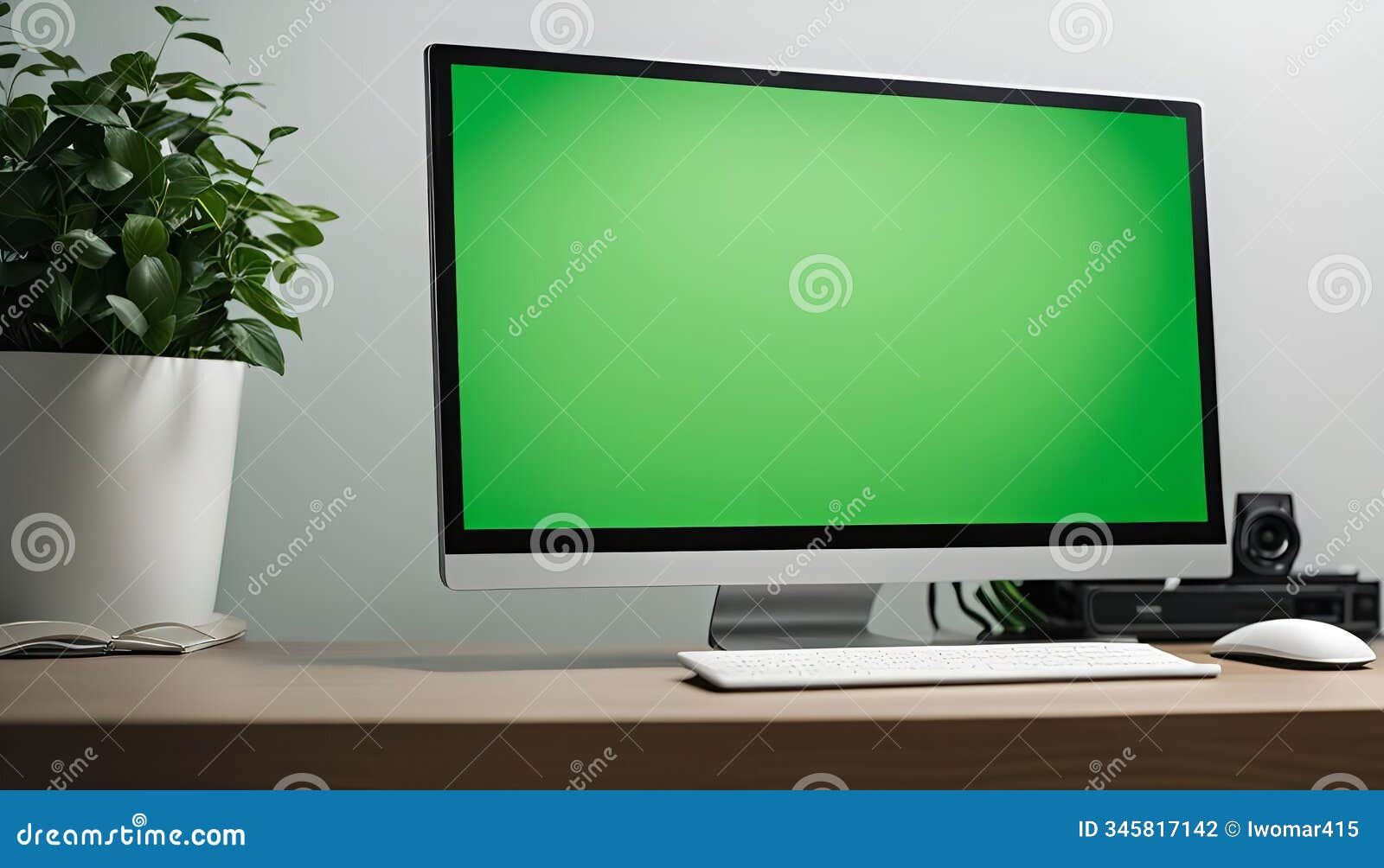 Desktop Computer with Green Screen Stock Illustration - Illustration of ...