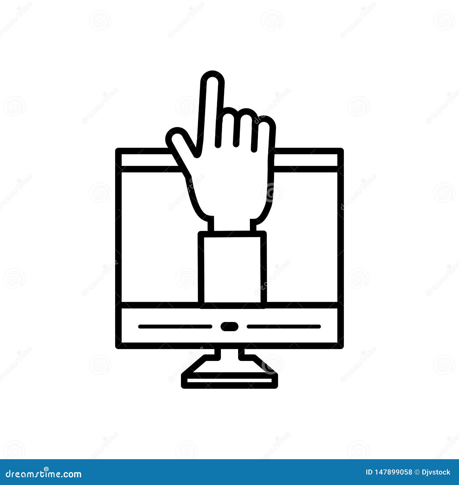 Desktop Computer with Hand Human Stock Illustration - Illustration of ...