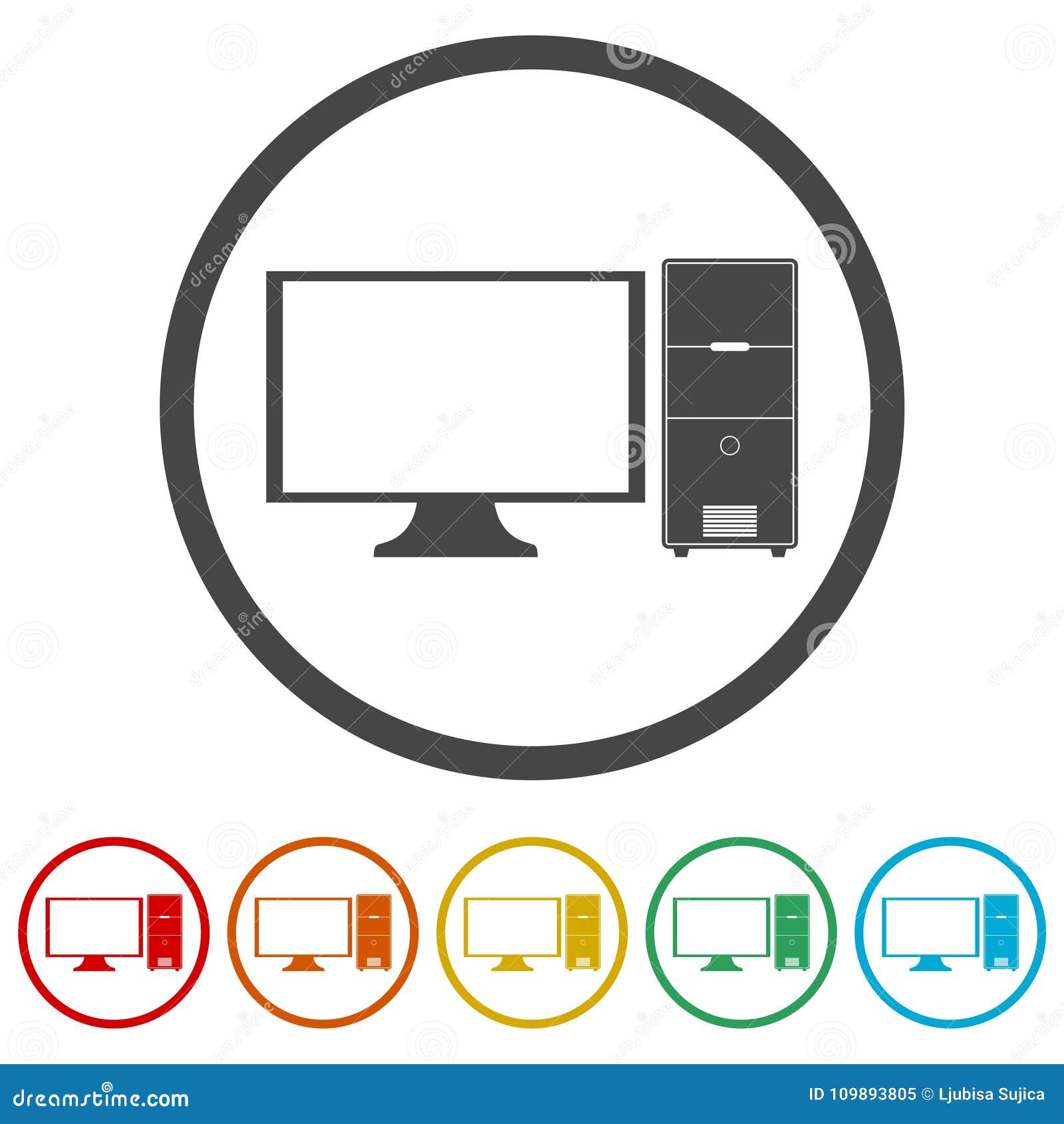 Desktop Computer Icon, 6 Colors Included Stock Vector - Illustration of ...