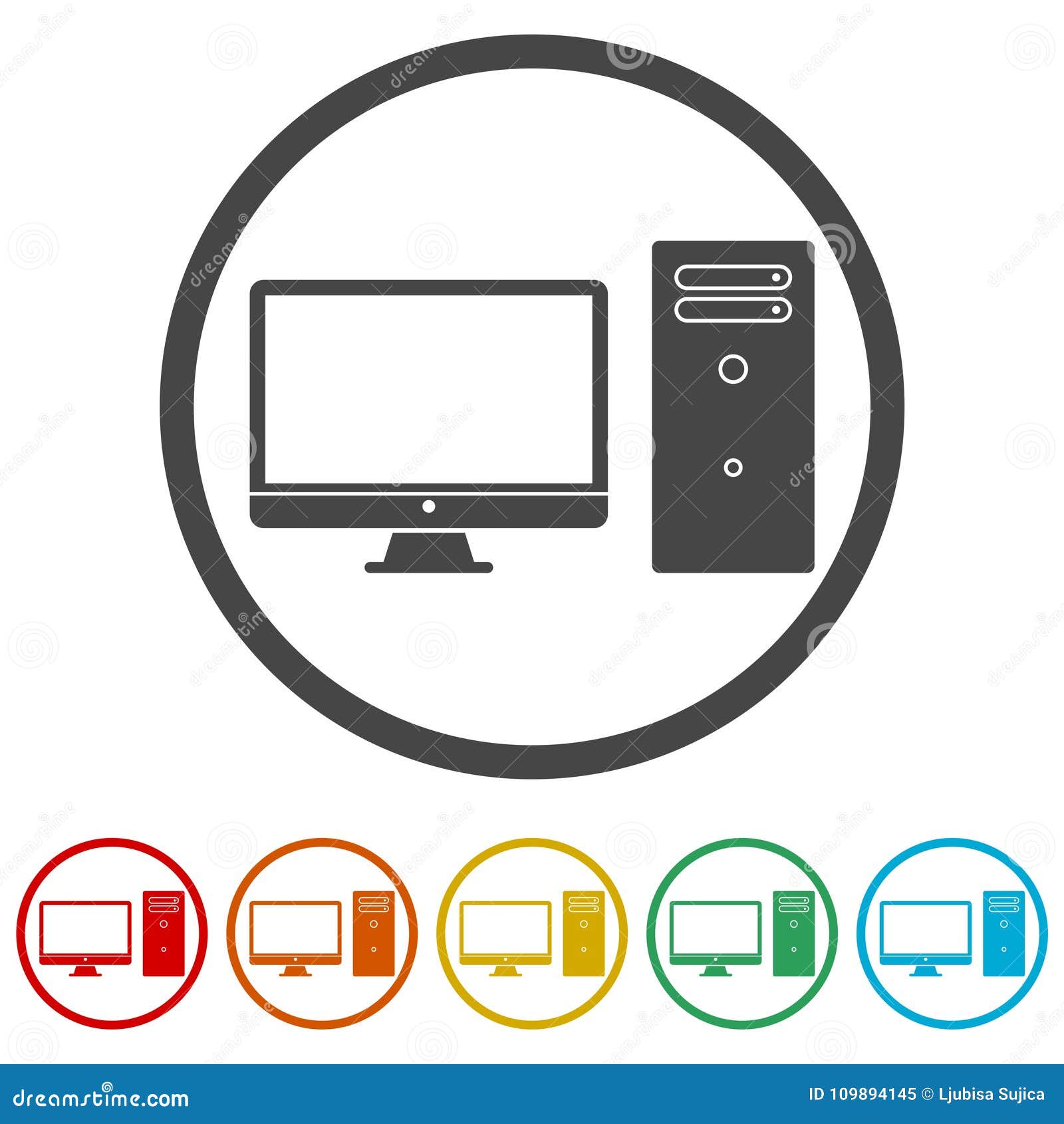 Desktop Computer Icon, 6 Colors Included Stock Vector - Illustration of ...