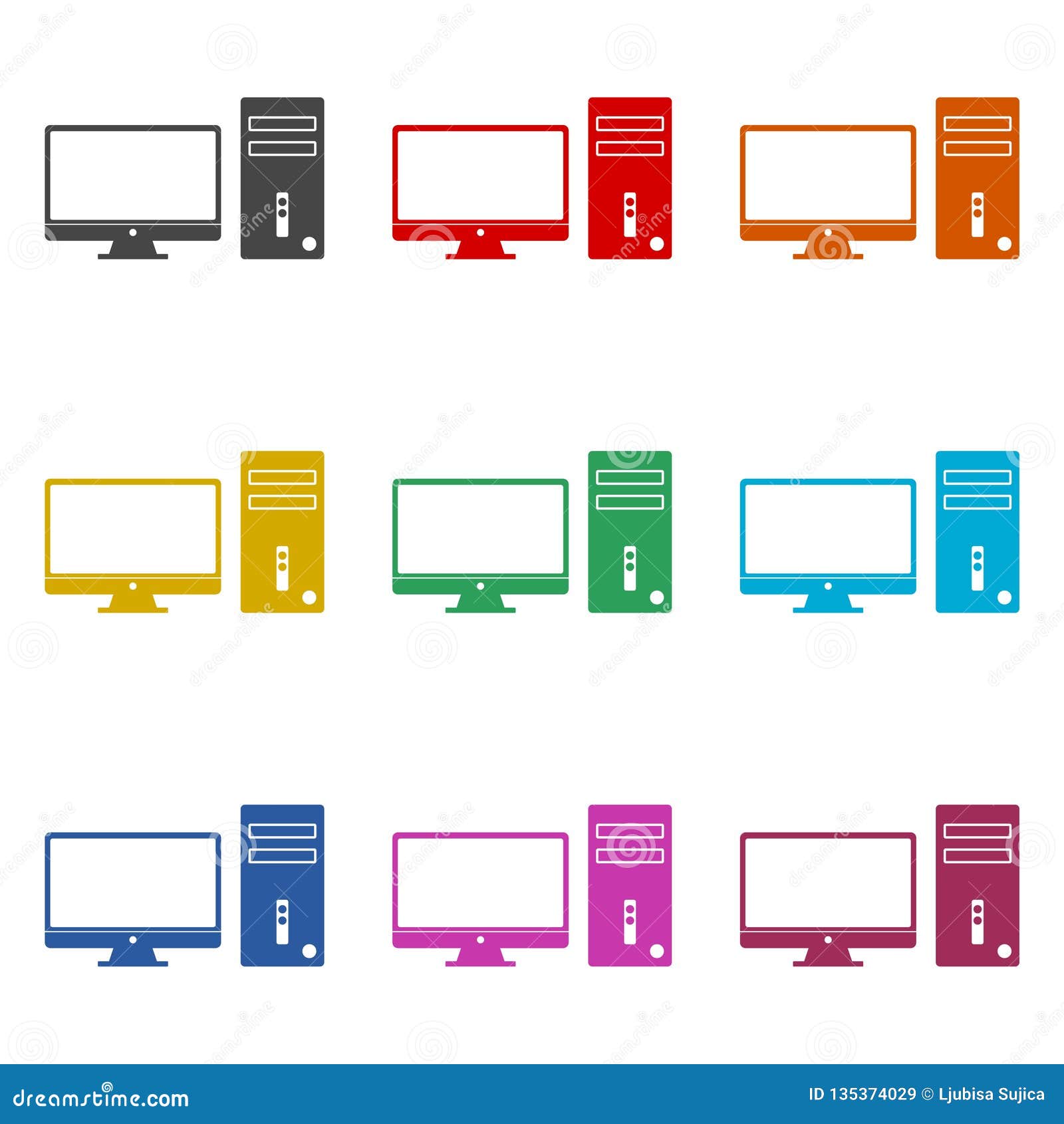 Desktop Computer Icon or Logo, Home Desktop Computer Personal, Color ...