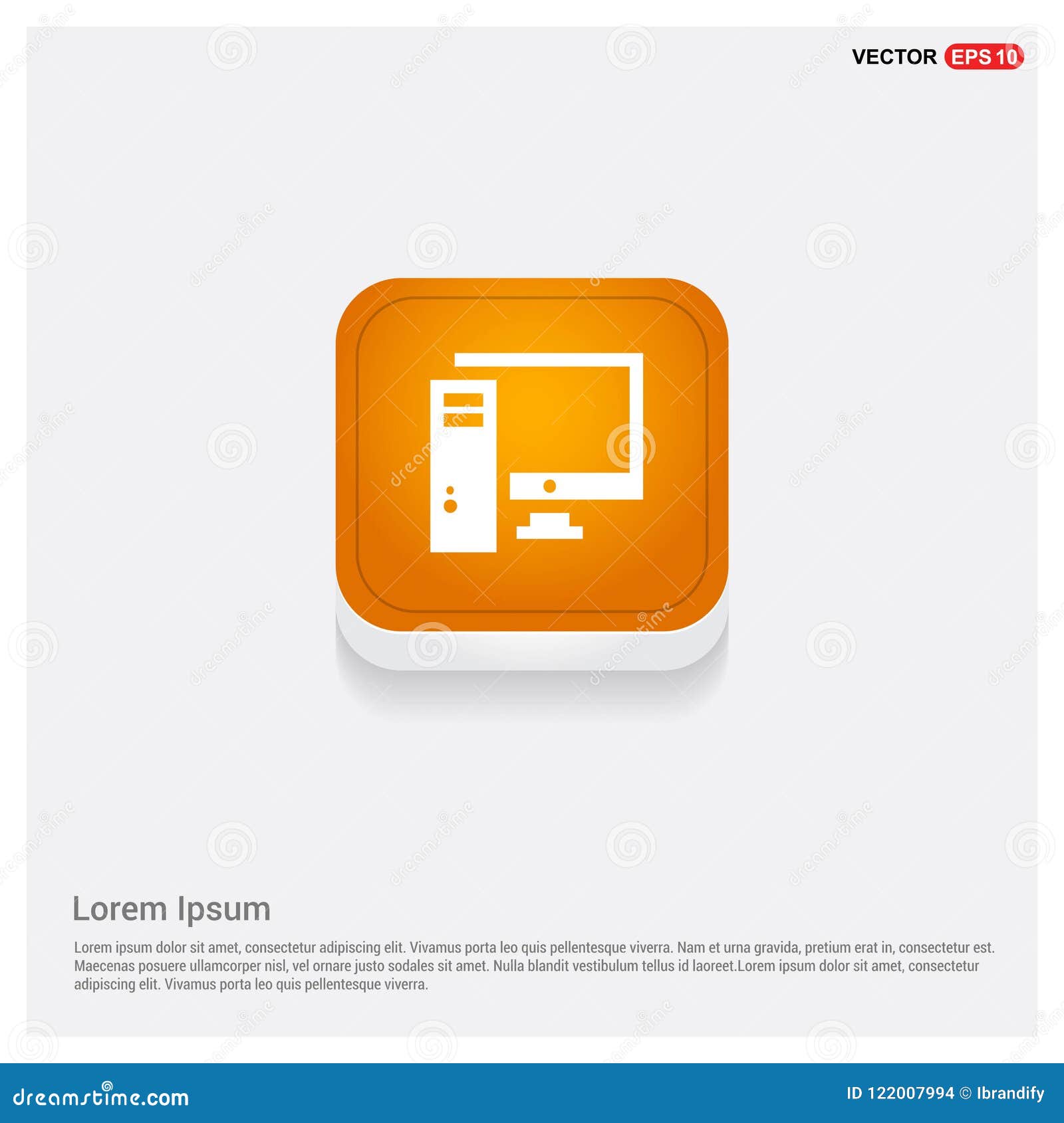 Desktop Computer Icon Orange Abstract Web Button Stock Vector ...