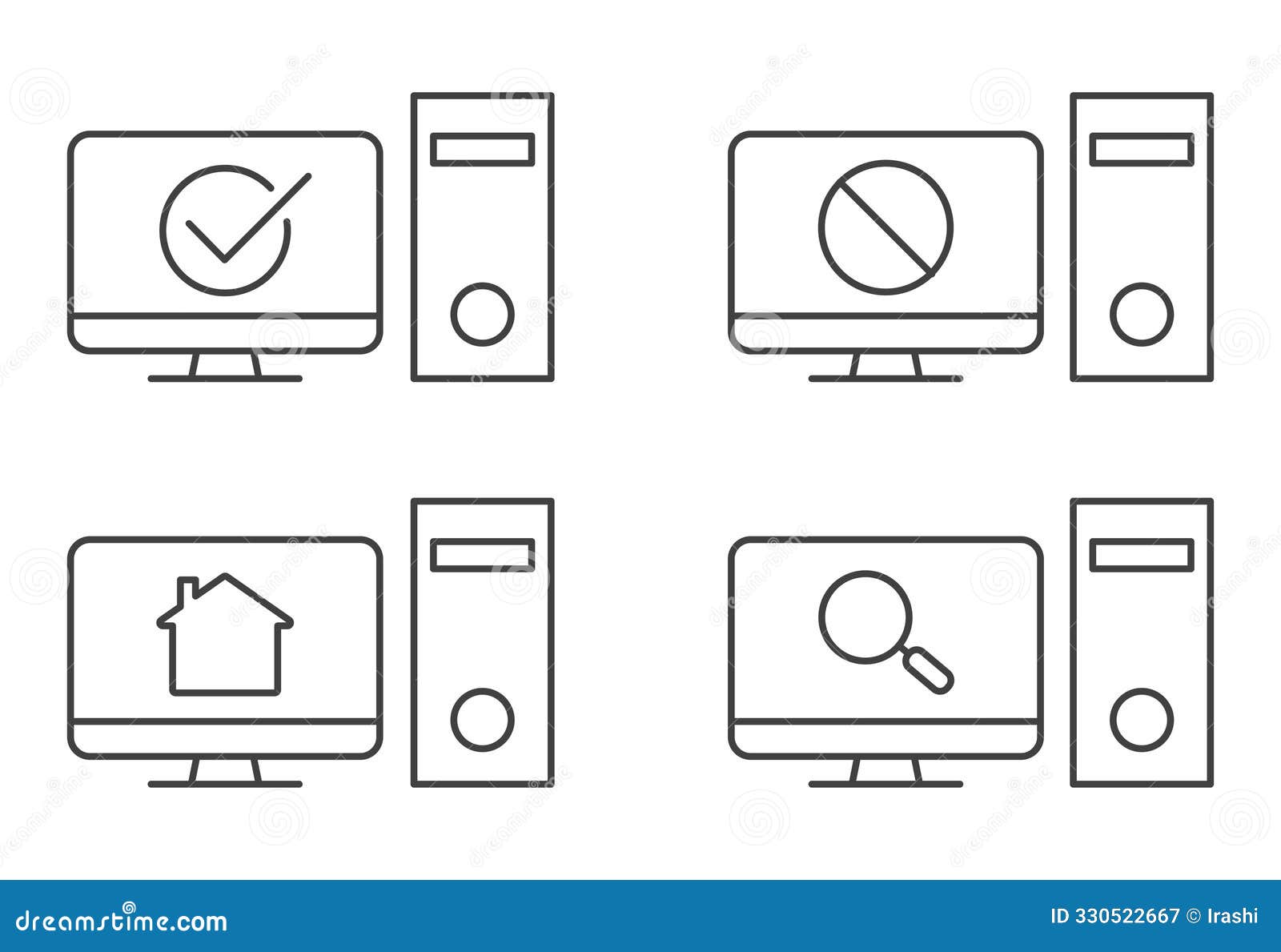 Desktop computer icon set stock vector. Illustration of internet ...