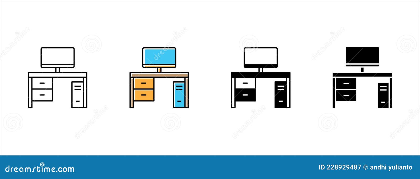 Desktop Computer Icon Set. Desktop Computer Monitor Icons Set Stock ...