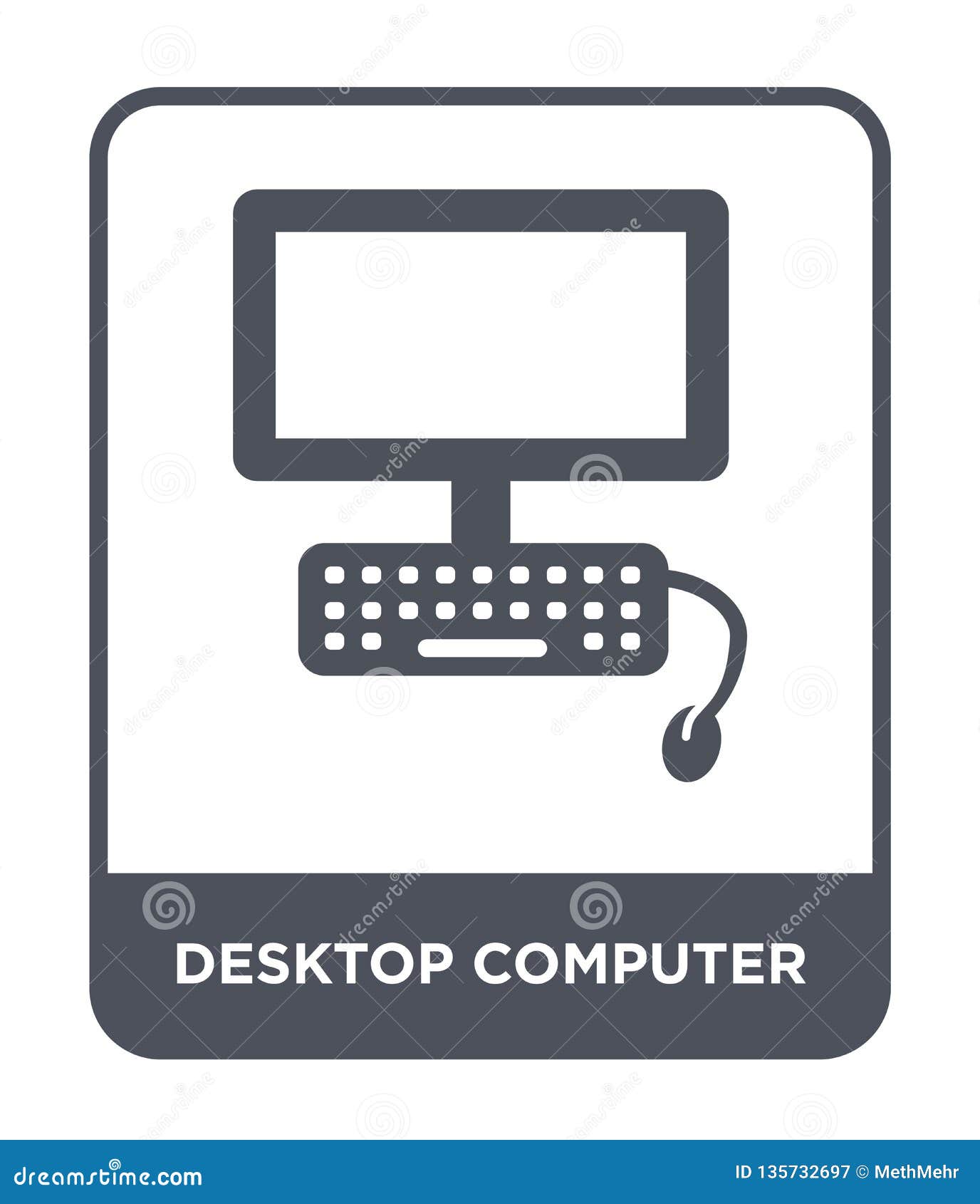 Desktop Computer Icon in Trendy Design Style. Desktop Computer Icon ...