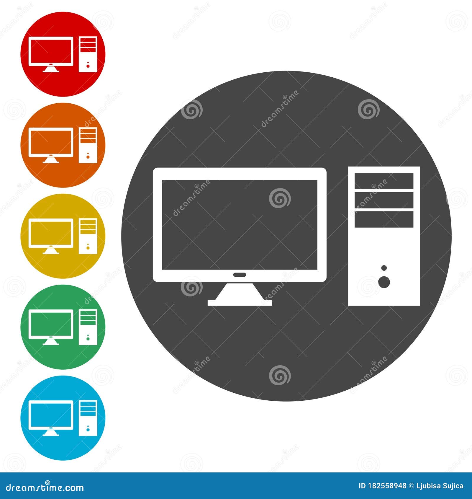 Desktop computer icon stock vector. Illustration of desk - 182558948