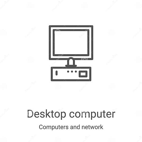 Desktop Computer Icon Vector From Computers And Network Collection Thin Line Desktop Computer