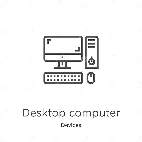 Desktop Computer Icon Vector from Devices Collection. Thin Line Desktop ...