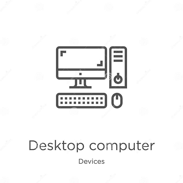 Desktop Computer Icon Vector from Devices Collection. Thin Line Desktop ...
