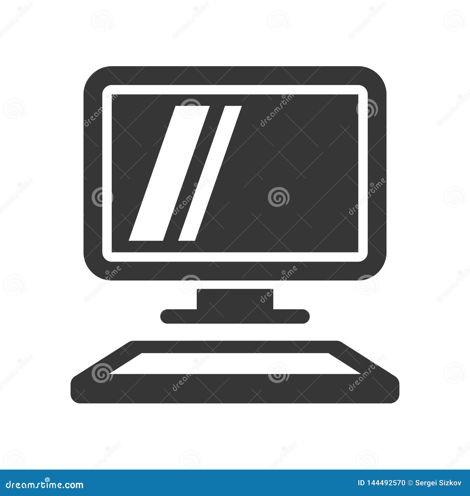 Desktop Computer Icon on White Background. Vector Stock Vector ...