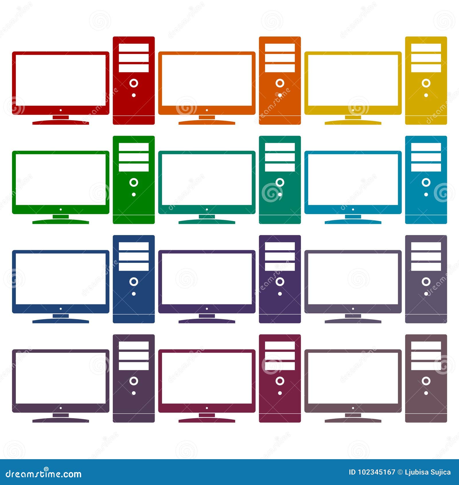 Desktop computer icons set stock vector. Illustration of monitor ...