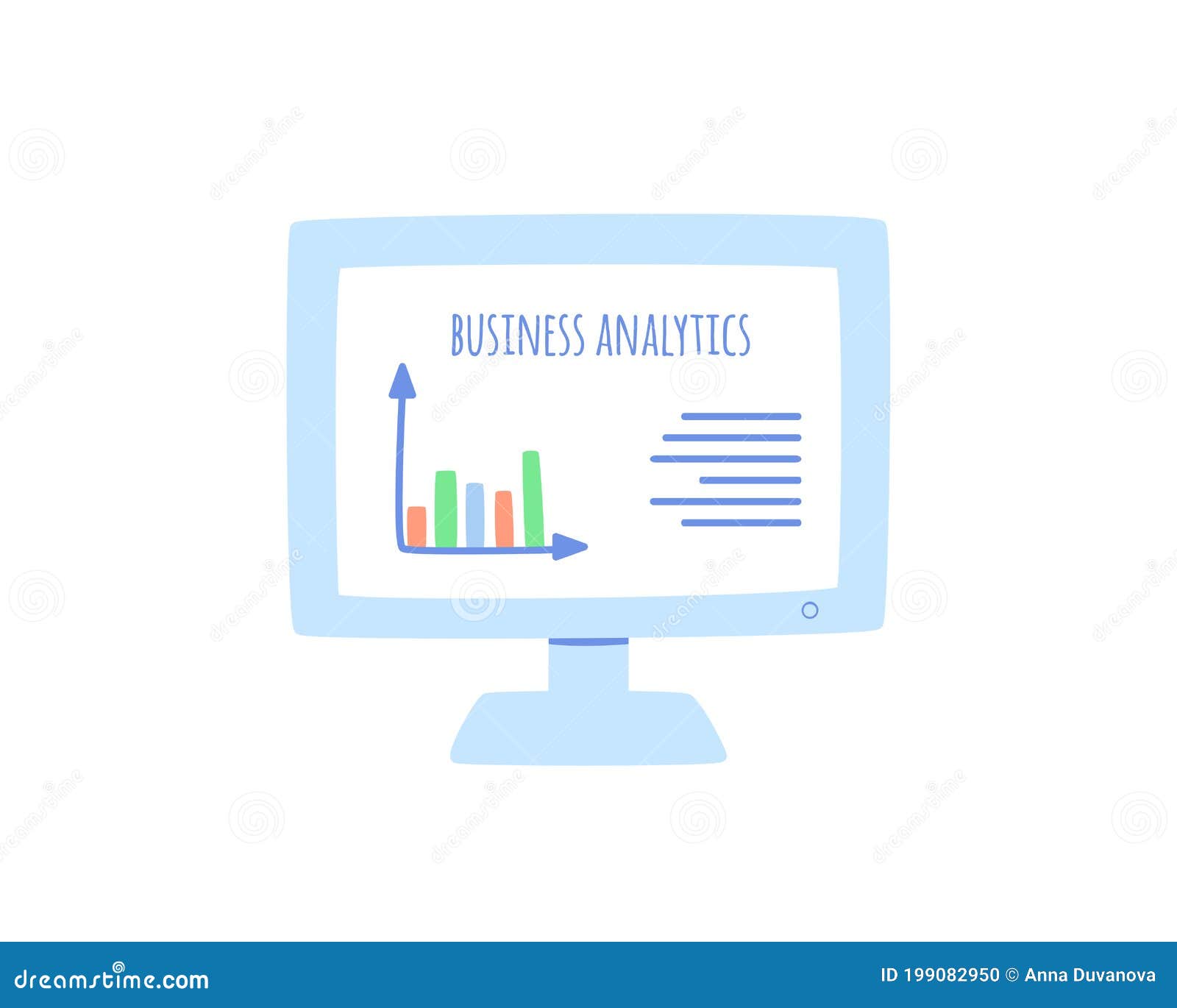 Desktop Computer with Infographics in a Cute, Hand-drawn Style. Stock ...