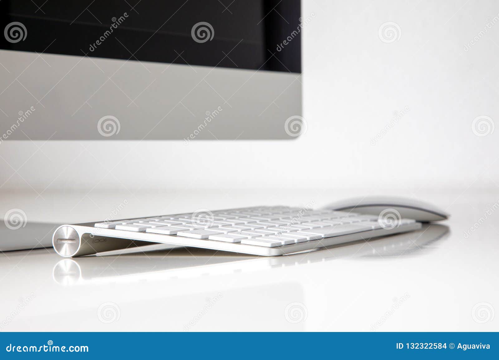 Desktop Computer on a White Desk Stock Photo - Image of business, desk ...
