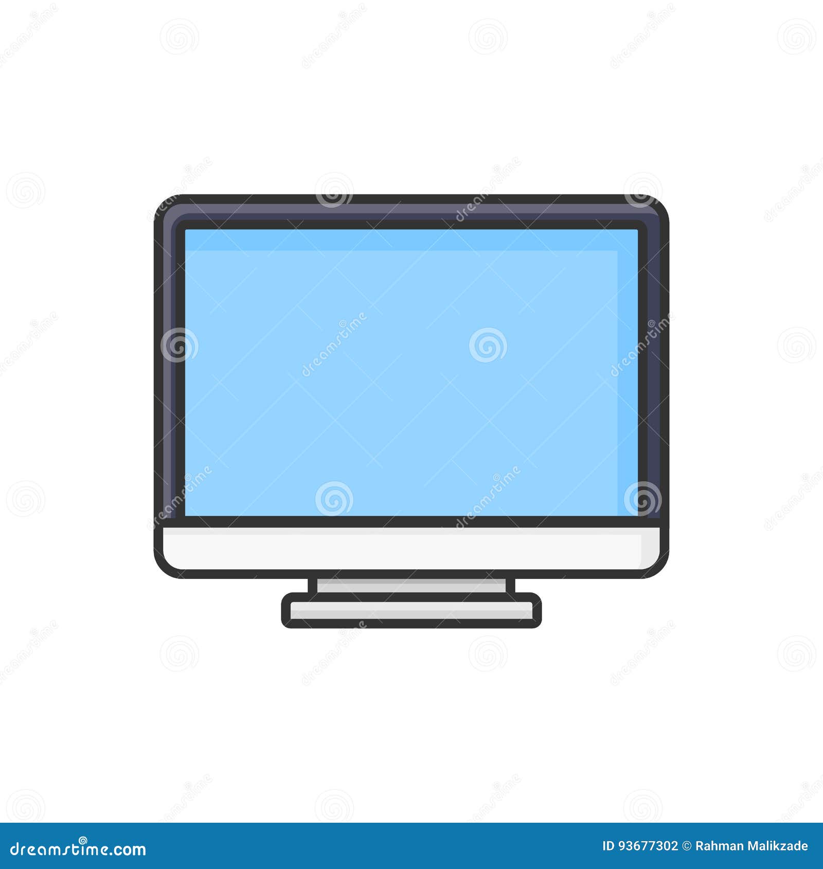 Desktop computer, line art stock vector. Illustration of presentation ...