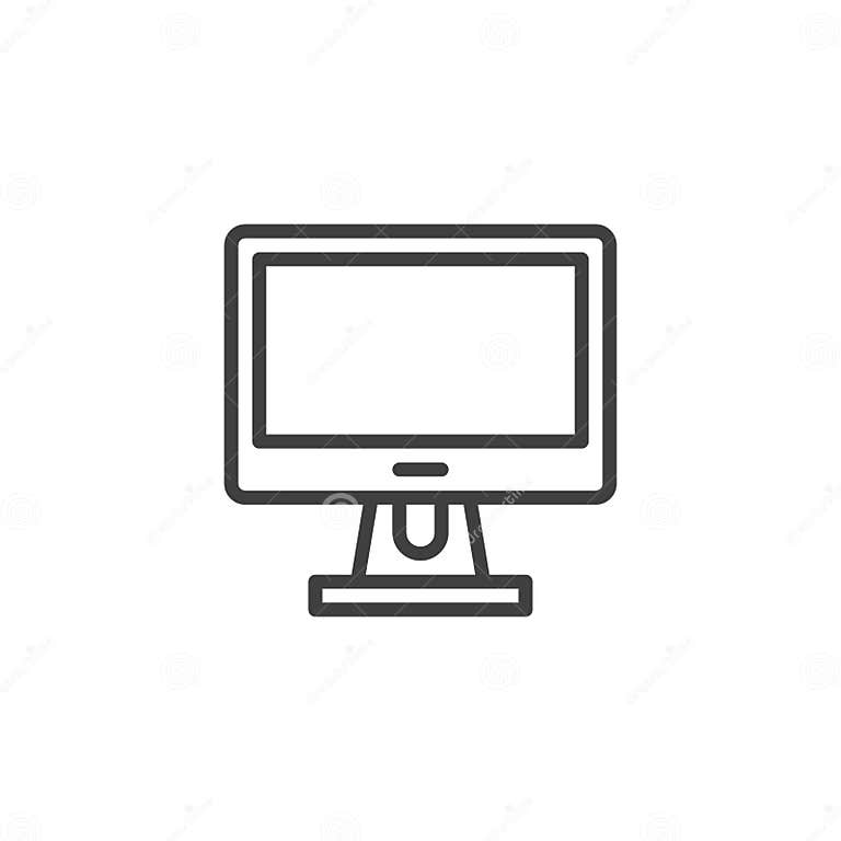 Desktop computer line icon stock vector. Illustration of simple - 316694111