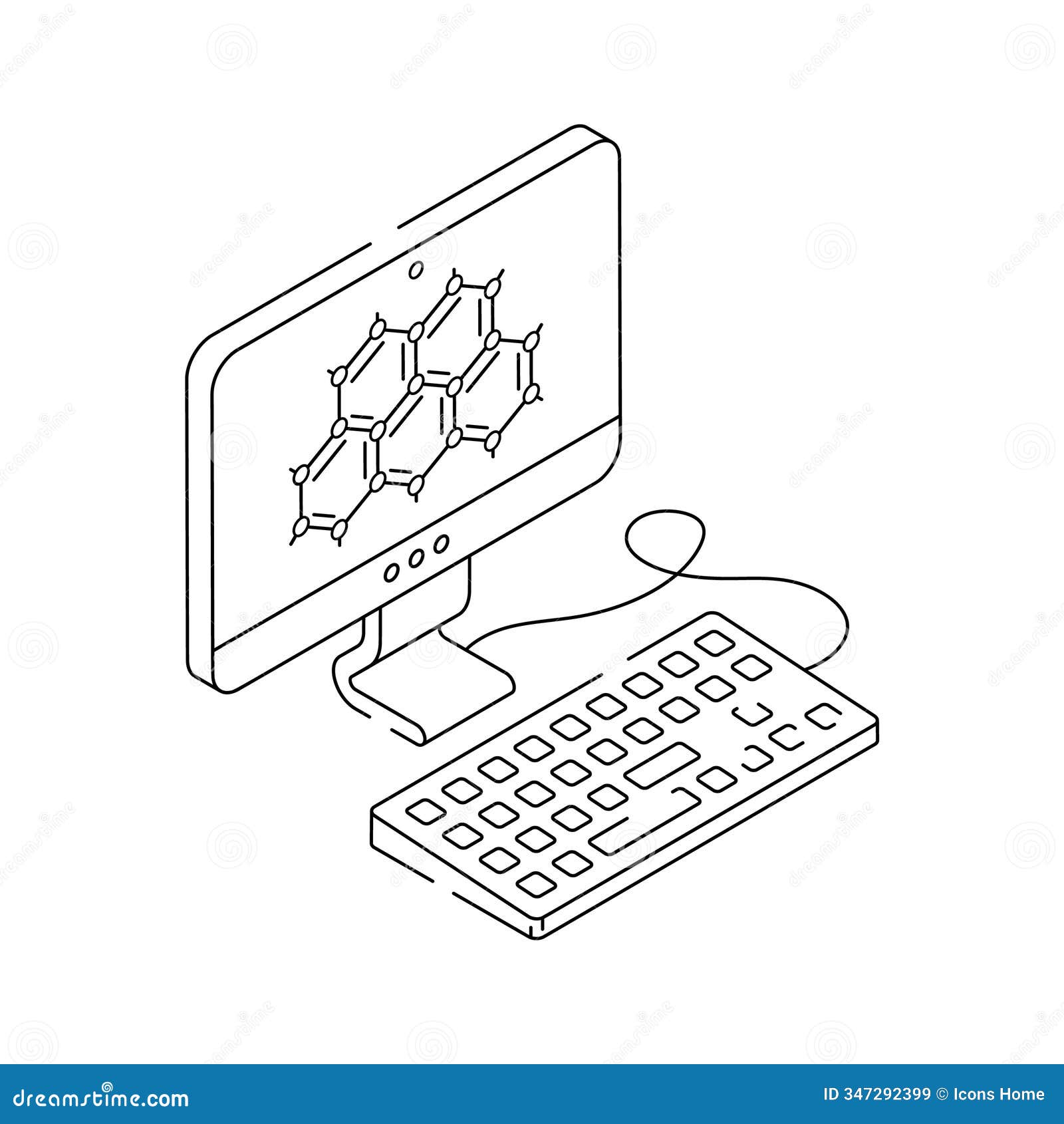 Desktop Computer with Molecular Diagrams for Medical Research Vector ...