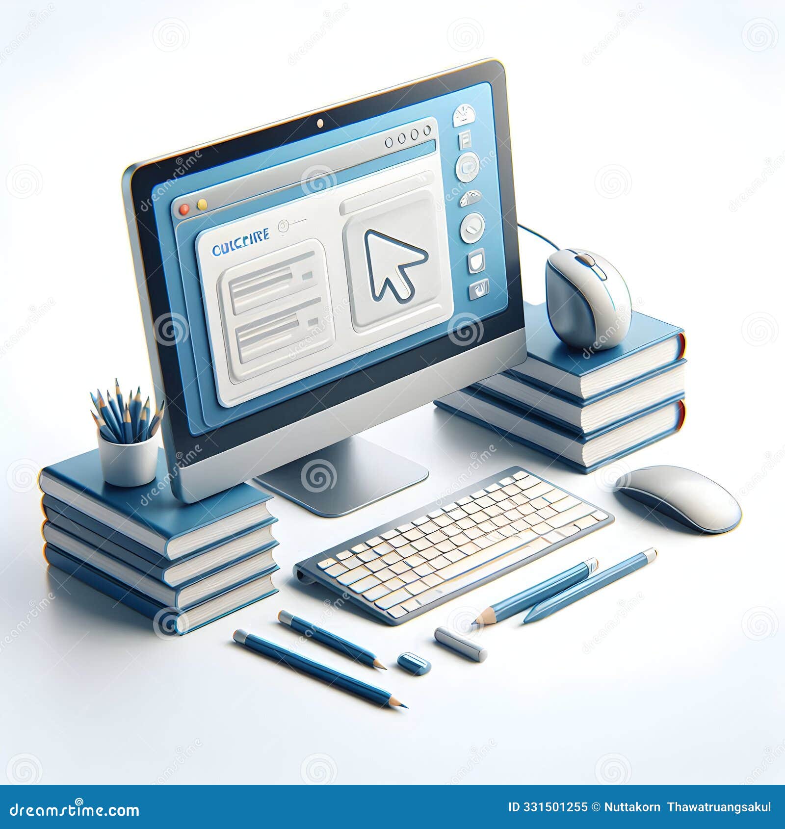 Desktop Computer and Mouse Vector Concept As an Image of a Desktop ...