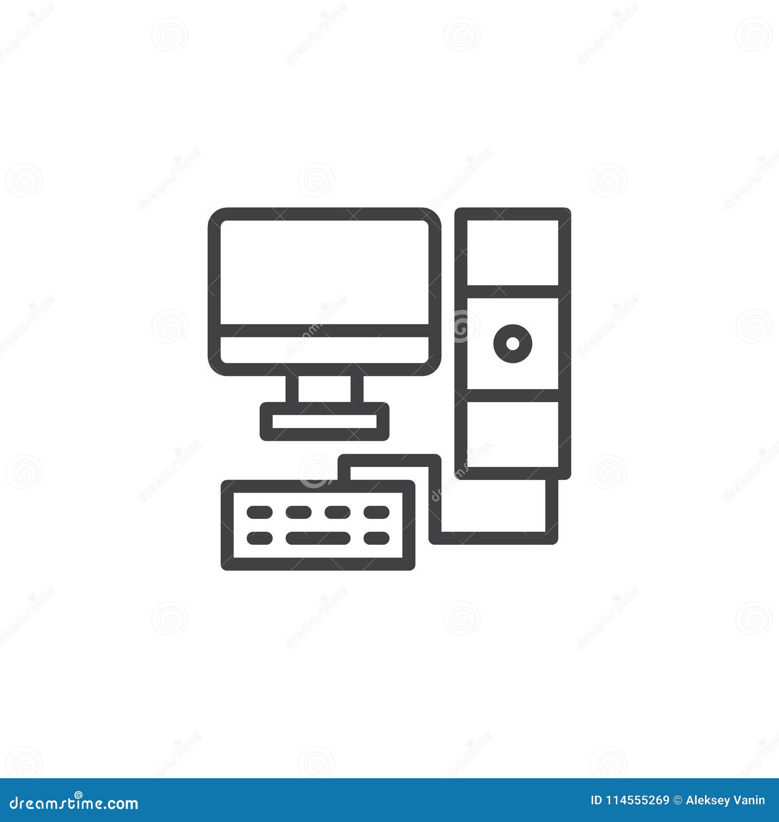 Desktop Computer Outline Icon Stock Vector - Illustration of technology ...