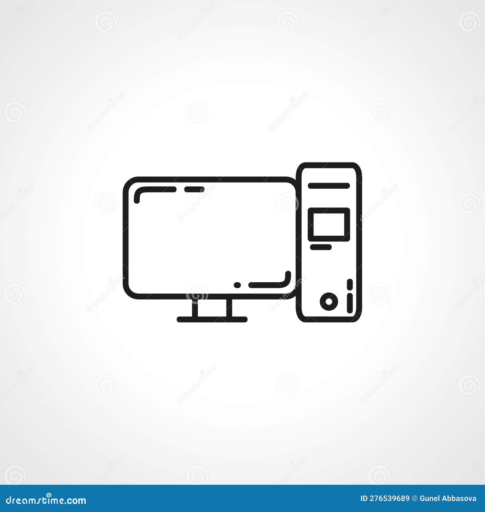 Desktop Computer Icon. PC Line Icon Stock Vector - Illustration of ...