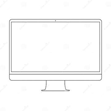 Desktop Computer Outline Vector Eps10. Style Desktop Screen Monitor for ...