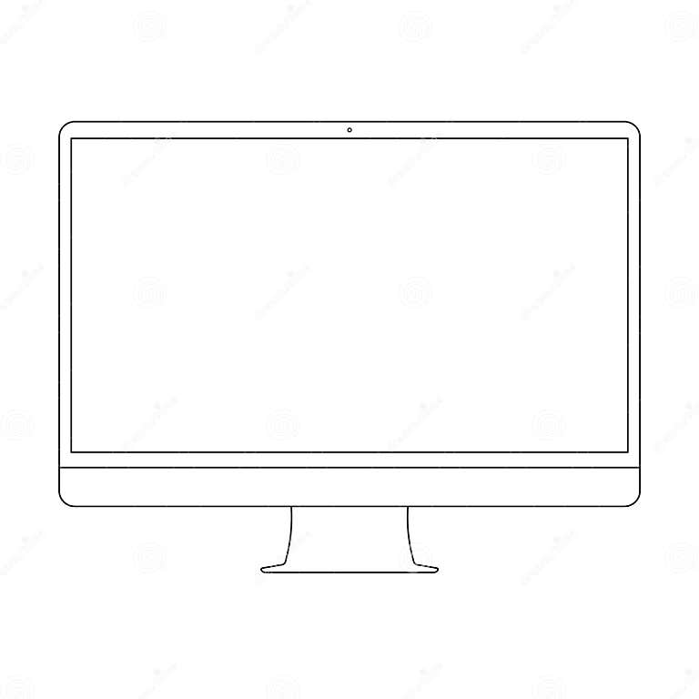 Desktop Computer Outline Vector Eps10. Style Desktop Screen Monitor for ...