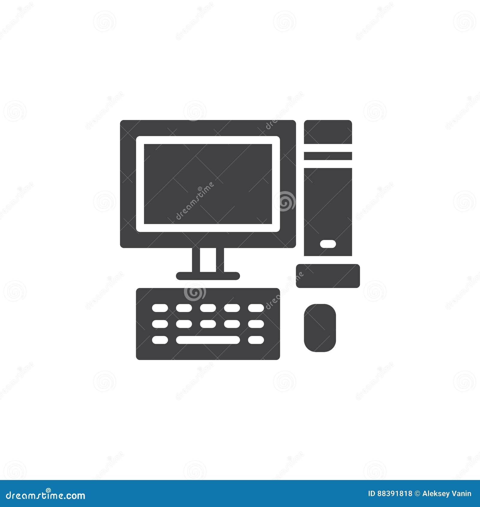 Desktop Computer, PC Icon Vector, Filled Flat Sign, Solid Pictogram ...