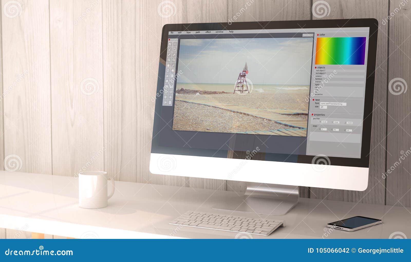 Desktop Computer Photo Edit Stock Photo - Image of creative, freelance ...
