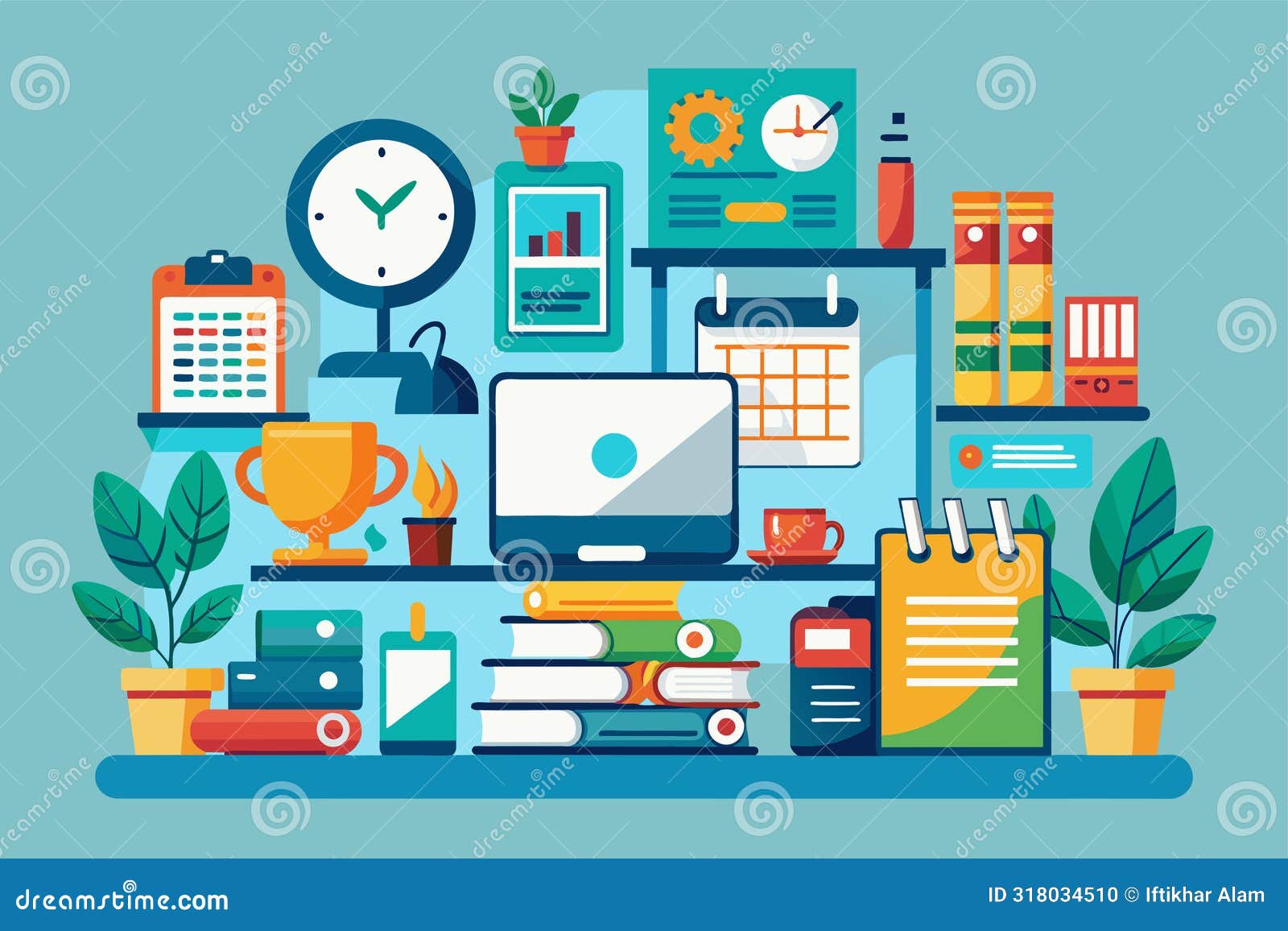 A Desktop Computer Placed on Top of a Desk in an Office Setting, Office ...