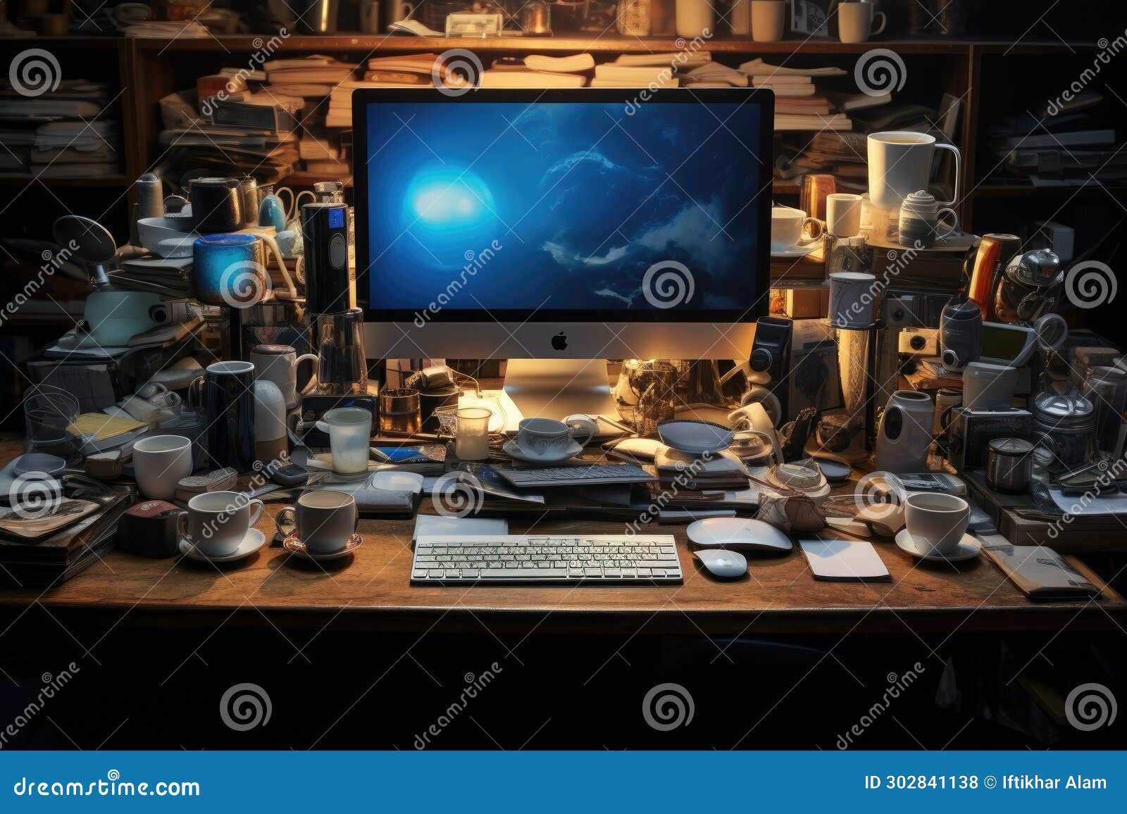 A Desktop Computer Placed on a Wooden Desk Creating an Efficient and ...