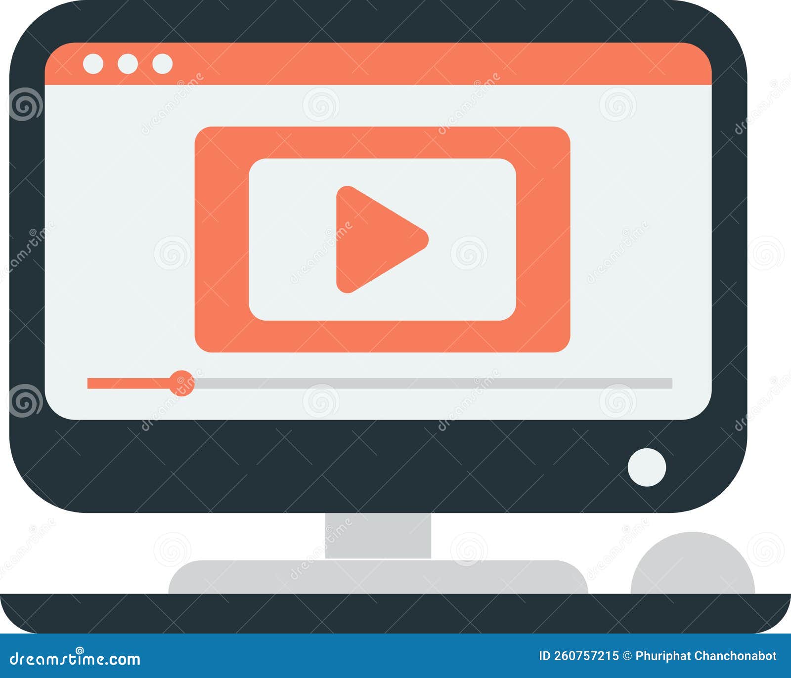 Desktop Computer and Play Button Illustration in Minimal Style Stock ...