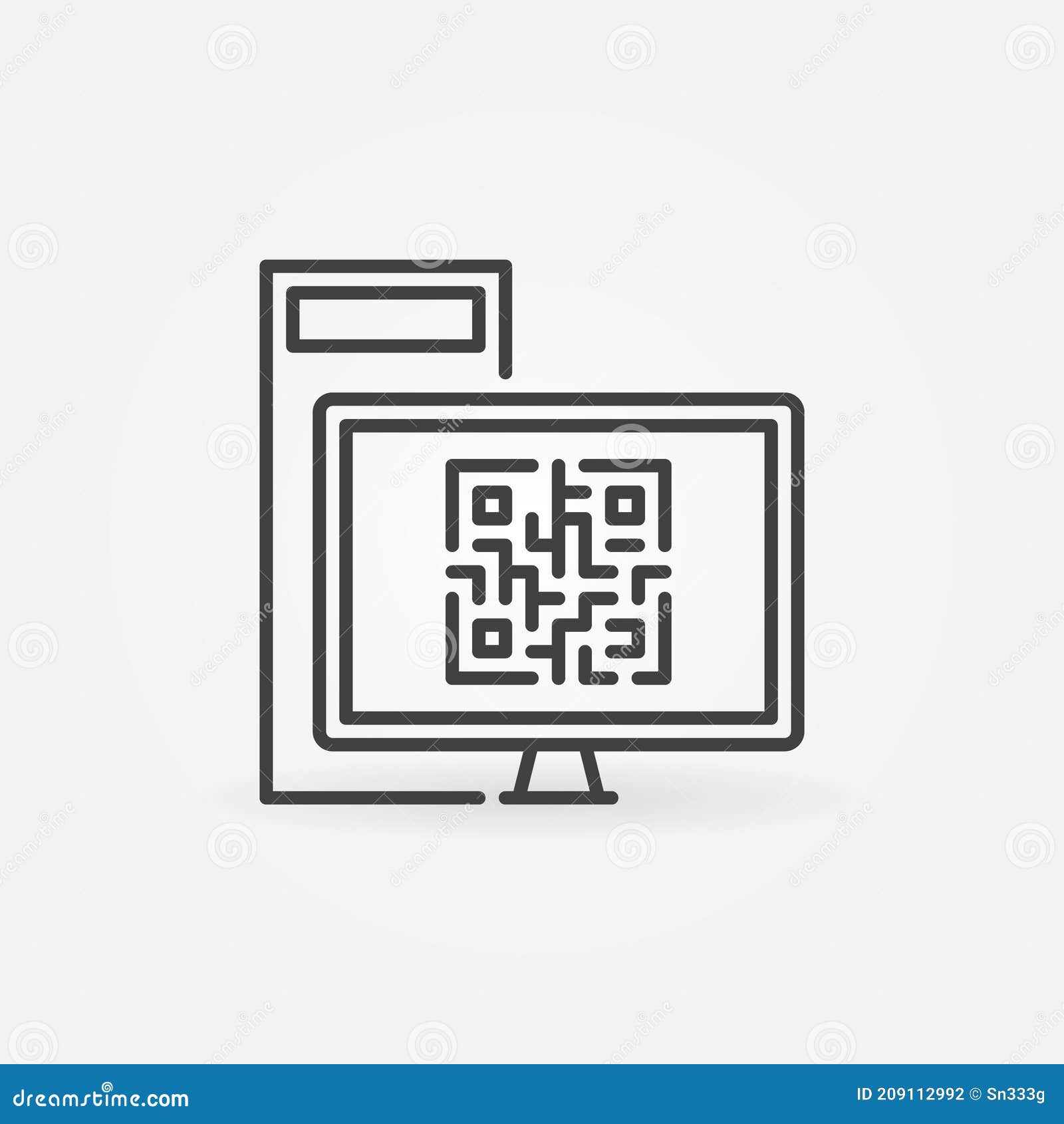 Desktop Computer with QR Code Vector Concept Line Icon Stock Vector ...