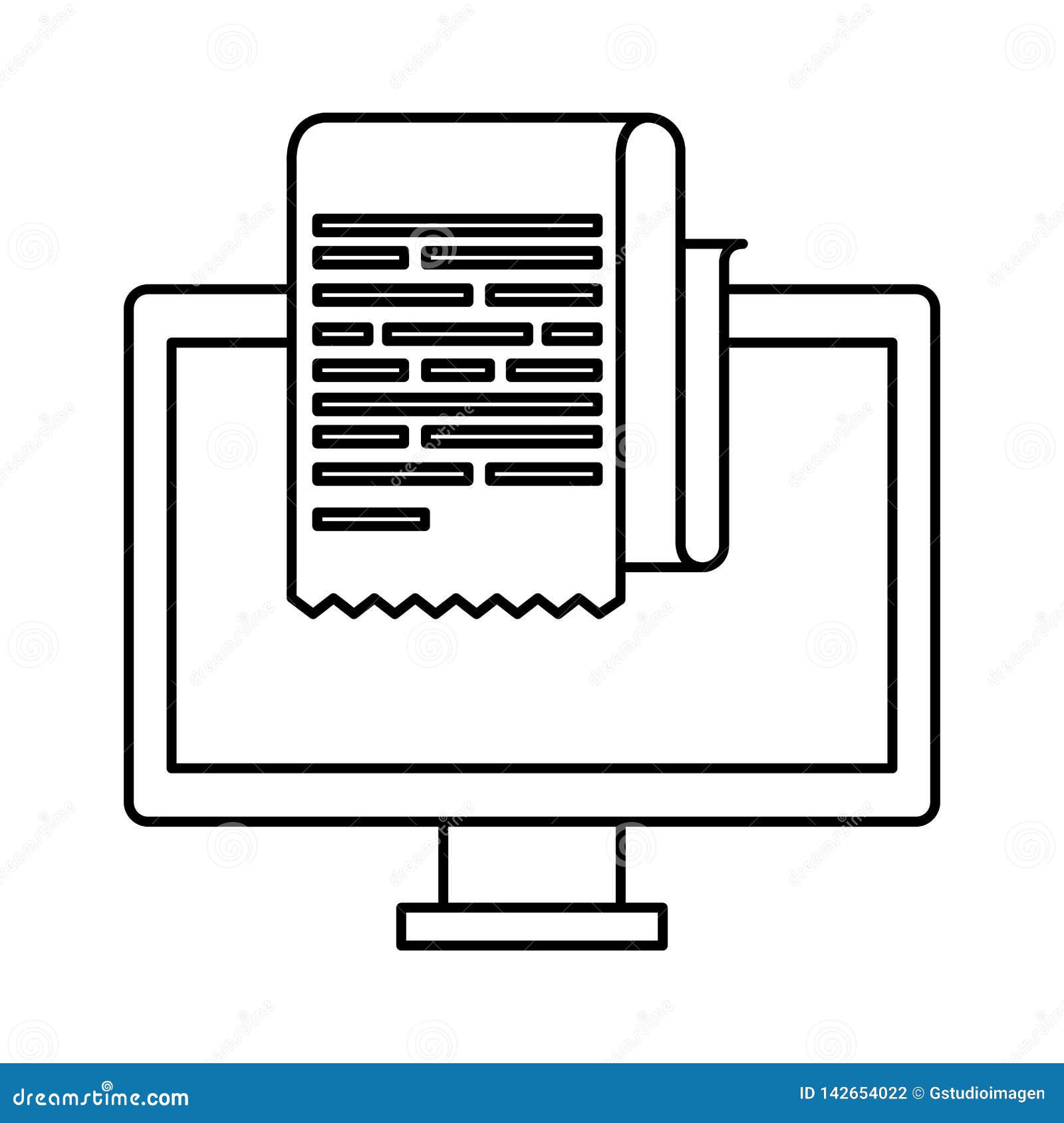 Desktop Computer with Receipt Stock Vector - Illustration of receipt ...