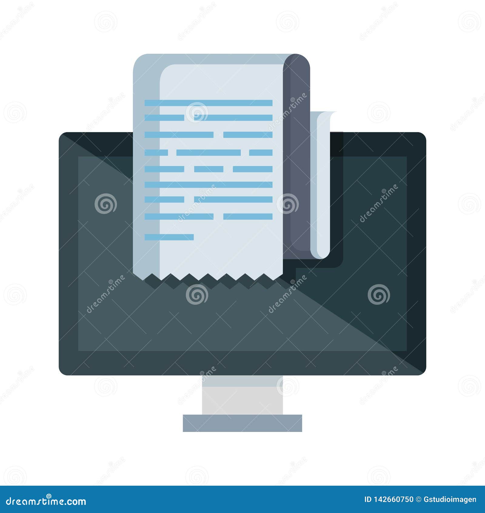 Desktop Computer with Receipt Stock Vector - Illustration of digital ...