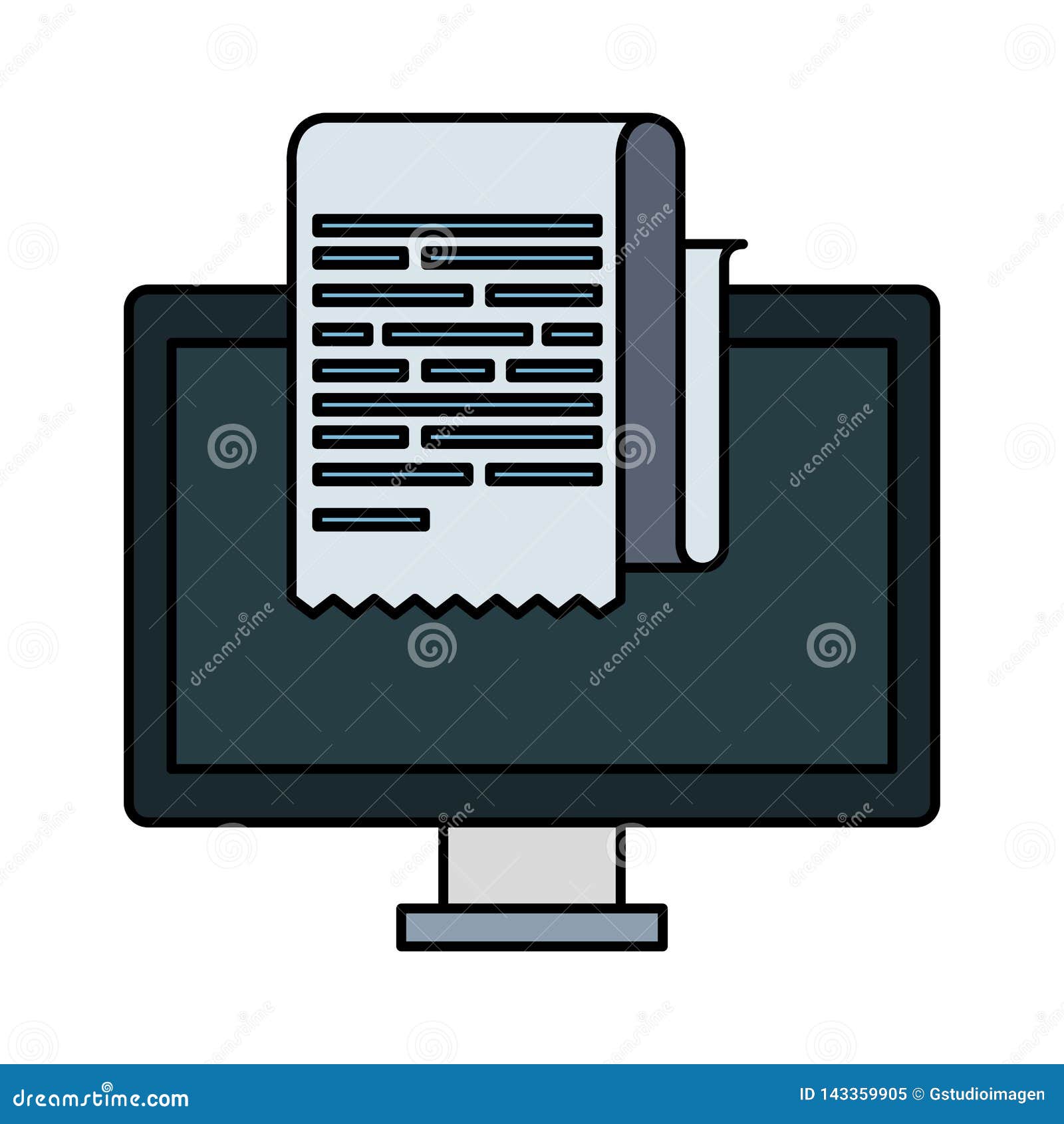 Desktop Computer with Receipt Stock Vector - Illustration of online ...